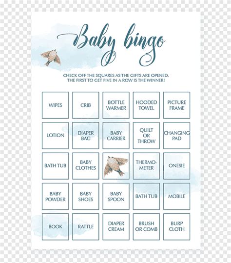 베이비 샤워 파티 게임 빙고 카드 놀이 소년 베이비 샤워 경기 본문 Png Pngegg