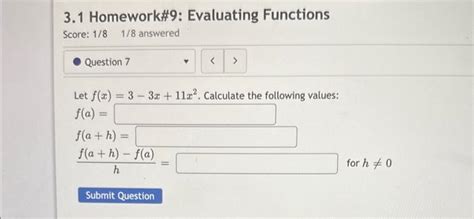 Solved 31 Homework9 Evaluating Functions Score 1818