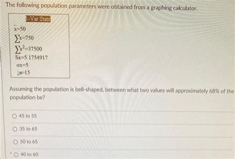 solved the following population parameters were obtained