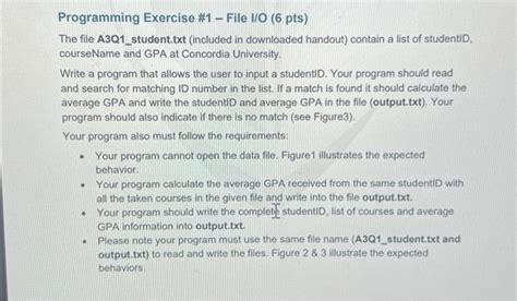 solved programming exercise 1 file l o 6 pts the file