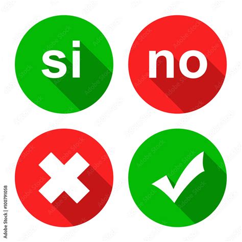 Icono Plano Circulo Con Si No Con Sombra Vector De Stock Adobe Stock