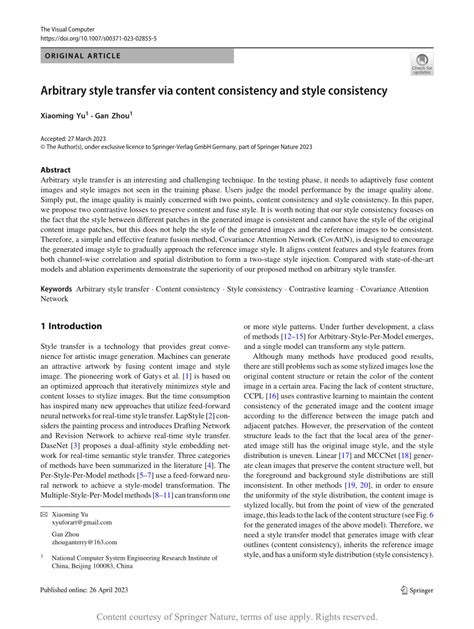 Arbitrary Style Transfer Via Content Consistency And Style Consistency