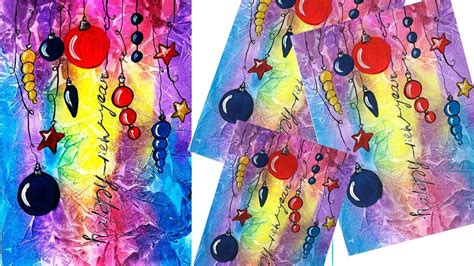 Как нарисовать новогоднюю открытку Рисуем новогодние игрушки Рисуем Новый год Youtube