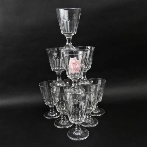 Set Of 10 Heavy Crystal Wine Glasses