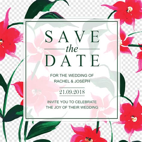 수채화 꽃 결혼식 초대 카드 Png Pngegg