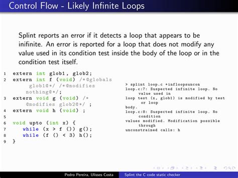 Splint The C Code Static Checker Ppt