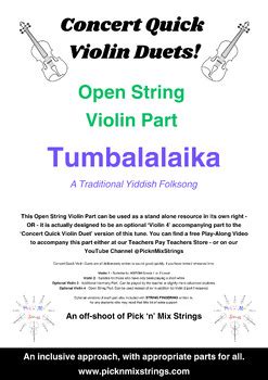 Open String Violin Part PDF Tumbalalaika By Pick N Mix Strings