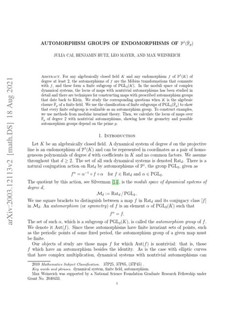 Automorphism Groups Of Endomorphisms Of P Pdf Group Mathematics Field Mathematics