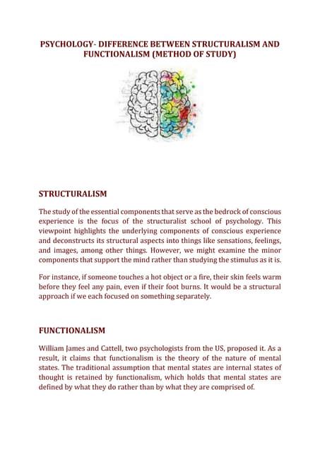 Psychology Difference B W Structuralism And Functionalism Method Of