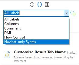 Query Customization Using Navicat Only Syntax