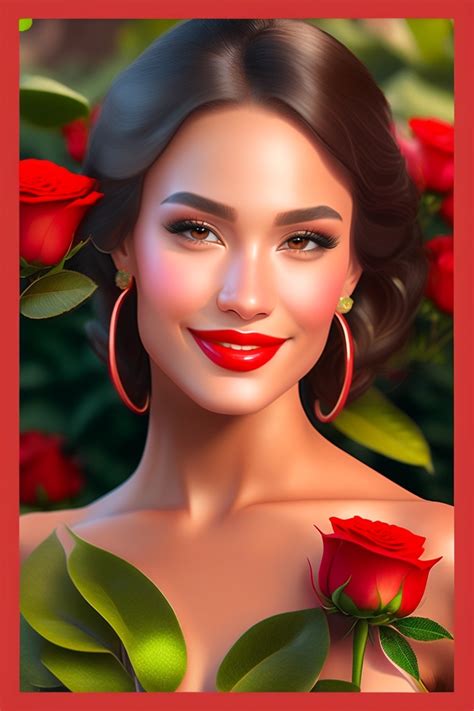 Lexica A Beautiful Female With Transparent Tube Bra Red Lipstick On Her Lips Greenery In