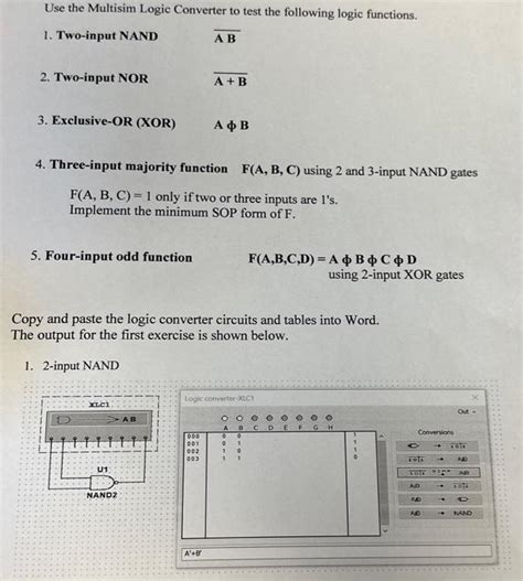 Solved Use The Multisim Logic Converter To Test The