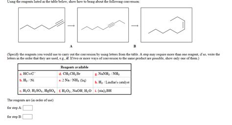 Solved Using the reagents listed in the table below, show | Chegg.com