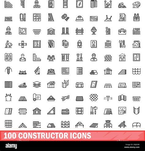 100 Constructor Icons Set Outline Illustration Of 100 Constructor Icons Vector Set Isolated On