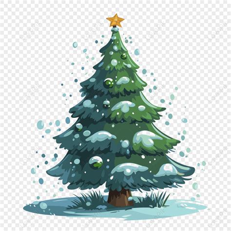 눈이 내리는 크리스마스 트리 벡터만화클립 아트상표 Png 일러스트 무료 다운로드 Lovepik