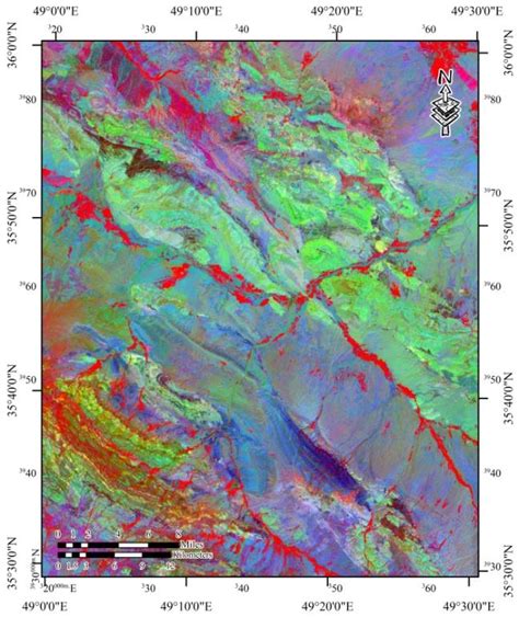 Mineral Composite Band Ratios 57 54 And 31 In Red Green And Download Scientific Diagram