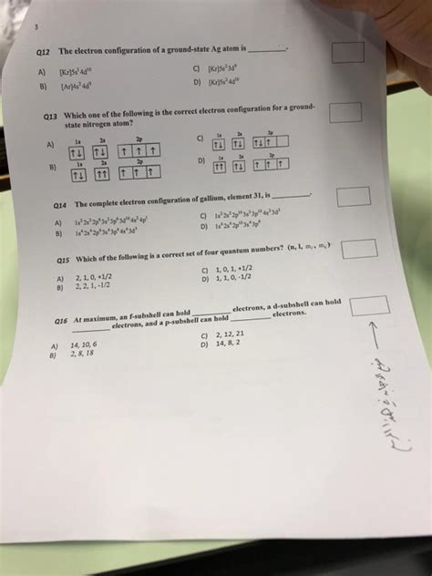 Solved Q12 The Electron Configuration Of A Ground State Ag