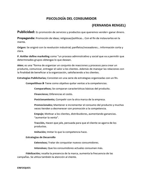 Psicología Del Consumidor Resumen Pdf Comportamiento Actitud