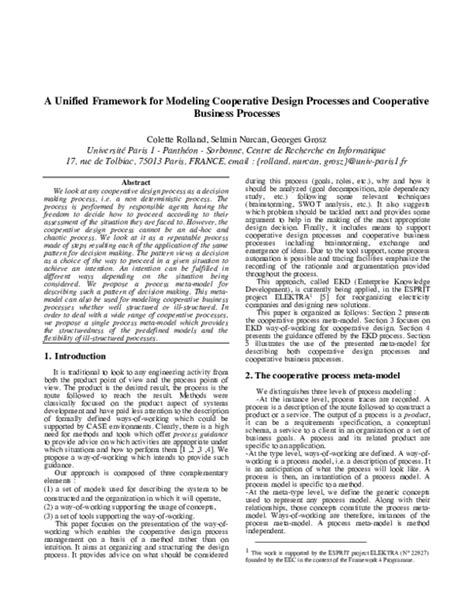 Pdf A Unified Framework For Modeling Cooperative Design Processes And