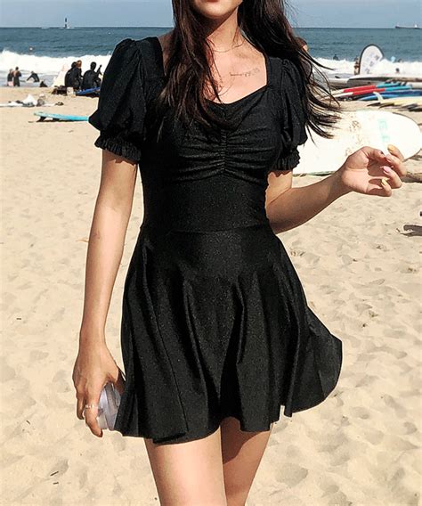 커밍투유 체형커버 프릴 반팔 원피스 수영복