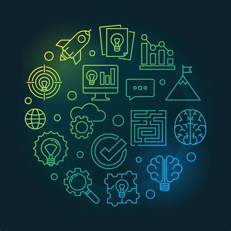 Premium Vector Brainstorm Round Creative Thin Line Vector Illustration