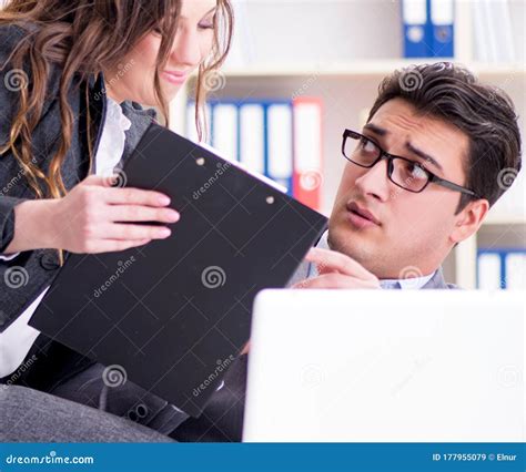 Sexual Harassment Concept With Man And Woman In Office Stock Image Image Of Flirt Businessman
