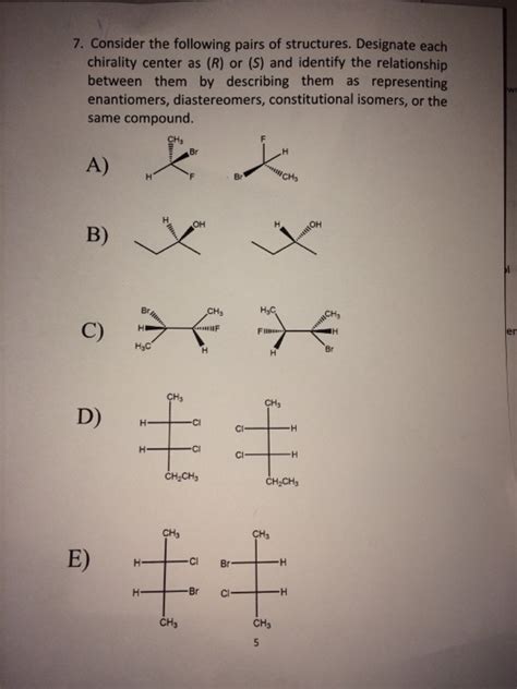 Solved Consider The Following Pairs Of Structures Designate Chegg