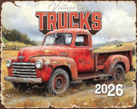 2026 Vintage Trucks Wall Calendar 16 Month X Large Size 14x22 Retro
