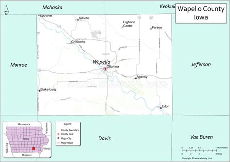 Map Of Wapello County Iowa Showing Cities Highways And Important Places