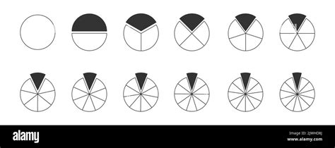 set of circles segmented into sections from 1 to 12 with one separated