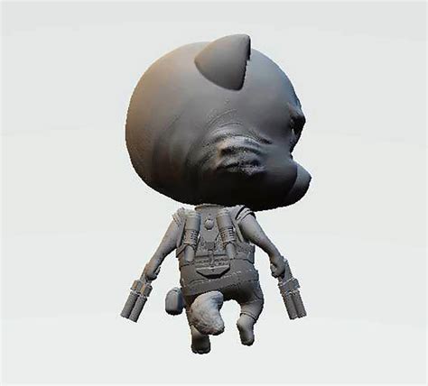 Rocket Raccoon Chibi 3d Print Model By 3dprintingdesigner