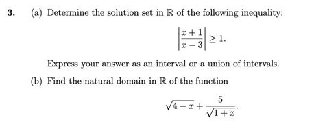 Solved A Determine The Solution Set In R Of The Chegg
