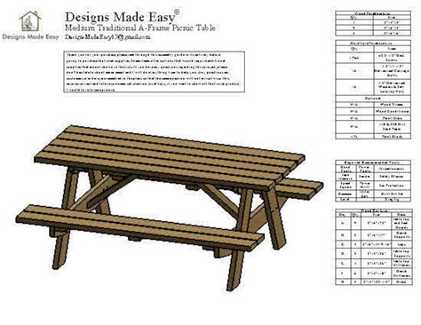 Picnic Table Plans Free Printable