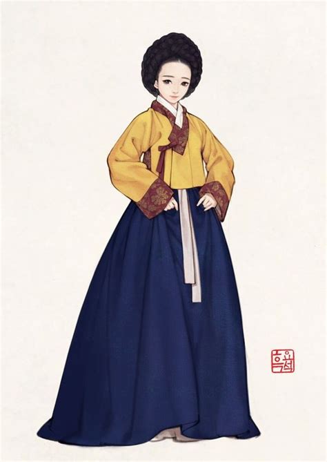 Korean Womens Garment In 17th Century Drawn By Obsidian 흑요석 역사적 의상 한국 패션 스타일 한국 전통 의상