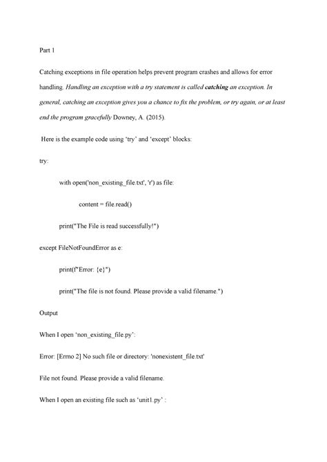 cs unit 8 discussion part 1 catching exceptions in file operation