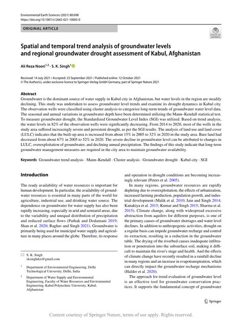 Spatial And Temporal Trend Analysis Of Groundwater Levels And Regional Groundwater Drought