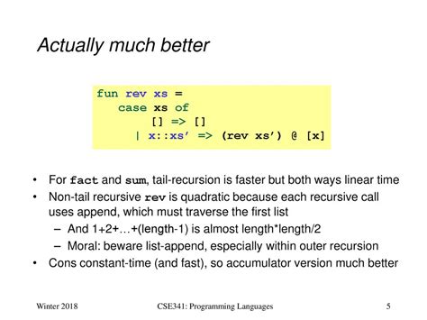 cse341 programming languages section 3 function patterns tail