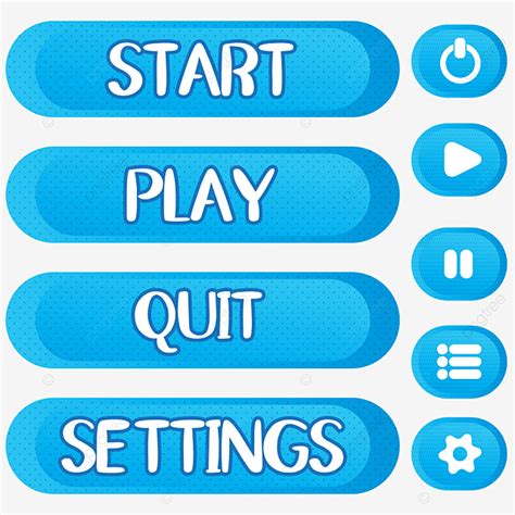 Settings Button Vector Design Images Blue 3d Game Button Set Button Set Game Play Game Png
