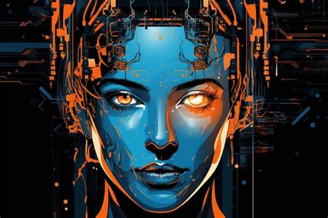 Premium Photo Vector Digital Technology Face Artificial Intelligence