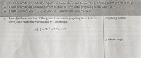 Answered I Can Rewrite A Quadratic Equation From Standard Form Into