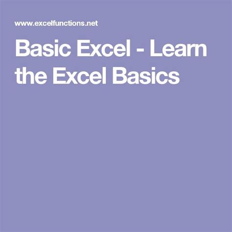 Basic Excel Learn The Excel Basics Excel Basic Tax Software