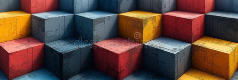 Textured 3d Colorful Blocks Grid Pattern Surface Details Horizontal