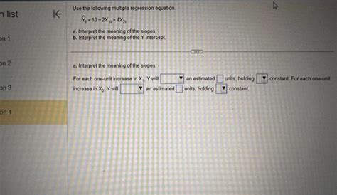 Solved Use The Following Multiple Regression Equation