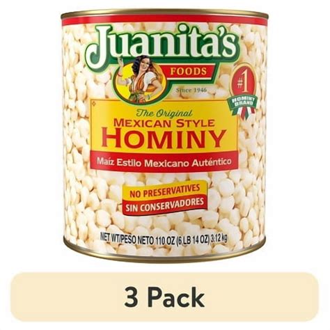 3 Pack Juanitas Foods Mexican Style Hominy 110 Oz Can
