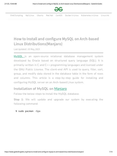 How To Install And Configure Mysql On Arch Based Linux Distributions