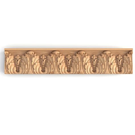 Hardwood Vintage Carved Mouldings With Acanthus Leaf And Flowers