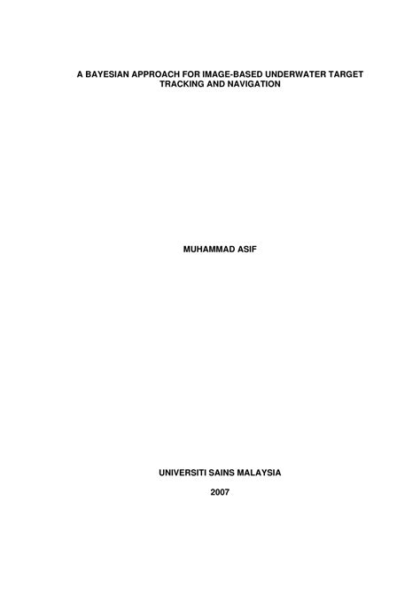 Pdf A Bayesian Approach For Image Based Underwater Target Tracking