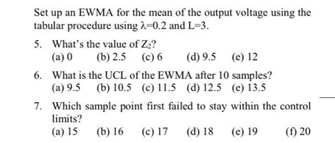 set up an ewma for the mean of the output voltage