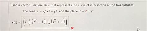 Solved Find A Vector Function R T That Represents The Chegg