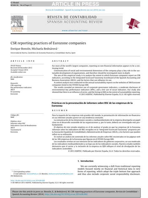 PDF CSR Reporting Practices Of Eurozone Companies